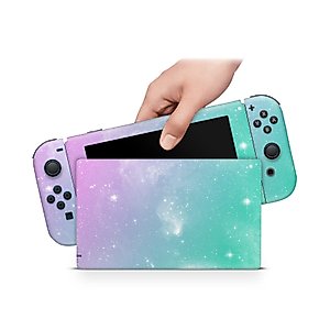 ZOOMHITSKINS Compatible with Switch Skin Cover Cosmos Universe Ombre Degrade Star System Wrap Soft Sunlight Rose 3M Vinyl Decal Sticker Wrap, Made in The USA