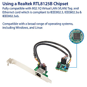 IO CREST 2.5 Gigabit Ethernet Mini PCI-E Network Controller Card 10/100/1000/25000 Mbps RJ45 LAN Adapter Converter for Desktop PC,SI-MPE24073