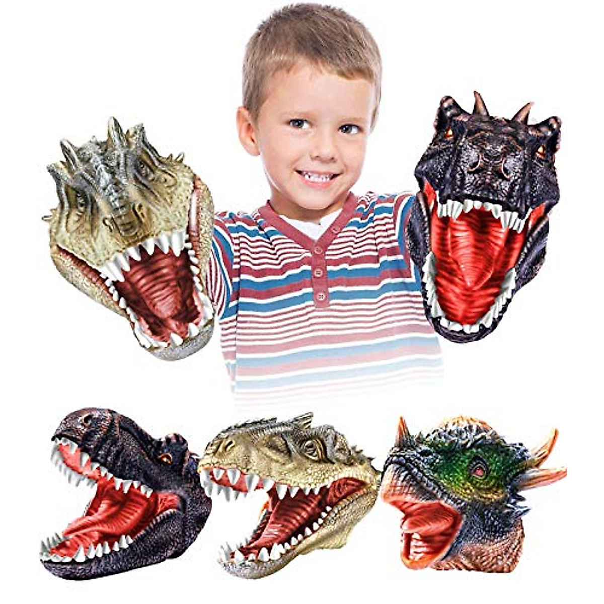 Dinosaur Puppet Toy for Boy 8-12, Geyiie Dino Toys Puppets for Girls Toddler, Dinosaurio Indominus Battle Toys for Kids 5-7 Velociraptor Head Toys Valentine GIF