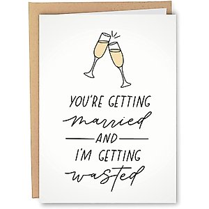 Sleazy Greetings Funny Wedding Card Or Engagement Card | Funny Bridal Shower Bachelorette Party Gift Card For Bride Couple | Adult Celebrating Card For Her Him | I'm Getting Wasted Card