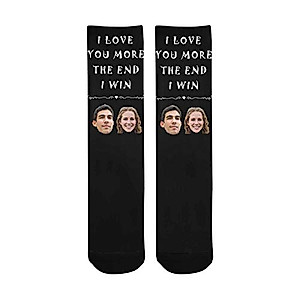 Custom Face on Socks Turn Your Photo Into I Love You More The End I Win Personalized Socks Unisex for Unique Gift