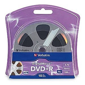 Verbatim DVD+R, 96857, 4.7GB, 8X, DigitalMovie Surface, 10PK Blister [Non - Retail Packaged]