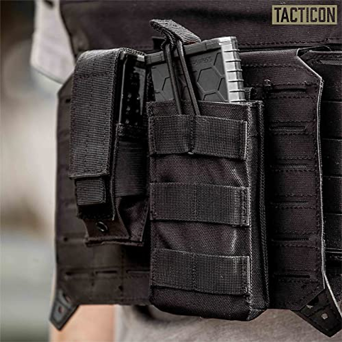 Tacticon R1 BattlePouch | Single Rifle Mag Pouch | Combat Veteran Owned Company | Molle Single Double Triple Rifle Magazine Holster for Ammo | Tactical Bag Accessories Holder (Black, 1 Rifle Mag)…