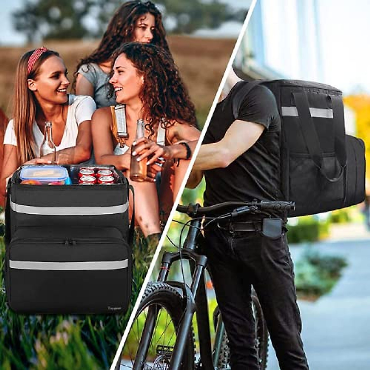 Bejetca Delivery Backpack, Expandable Insulated Hot Pizza bag, Used for Delivering Bicycles, Large Leak Proof and Waterproof Pizza Delivery bag, Suitable for Delivery Pizza, Camping, and Beach