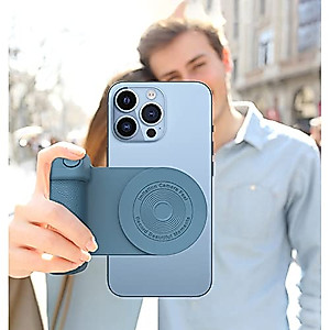 Magnetic Camera Handle Bluetooth Bracket, 2023 New Phone Camera Grip Handle Holder, Smartphone Selfie Grip Bluetooth Stabilizer Mount (Rechargeable, Black)