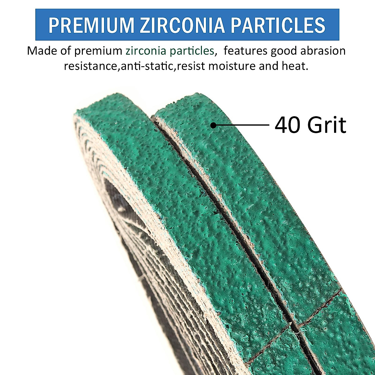1/2" x 18" Zirconia Sanding Belts for Belt Sander, 40 Grit 1/2 x 18 Inch Sanding Belts for Air File Belt Sander, Woodworking, Metal Polishing, Derusting, 20-Pack