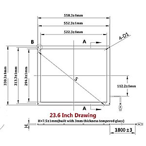 23.6 Inch Multi Points IR Touch Screen, Infrared Touch Screen Panel, USB Free Driver with Tempered Glass for Kiosks, Touch Screen Monitor, Interactive Device Machine