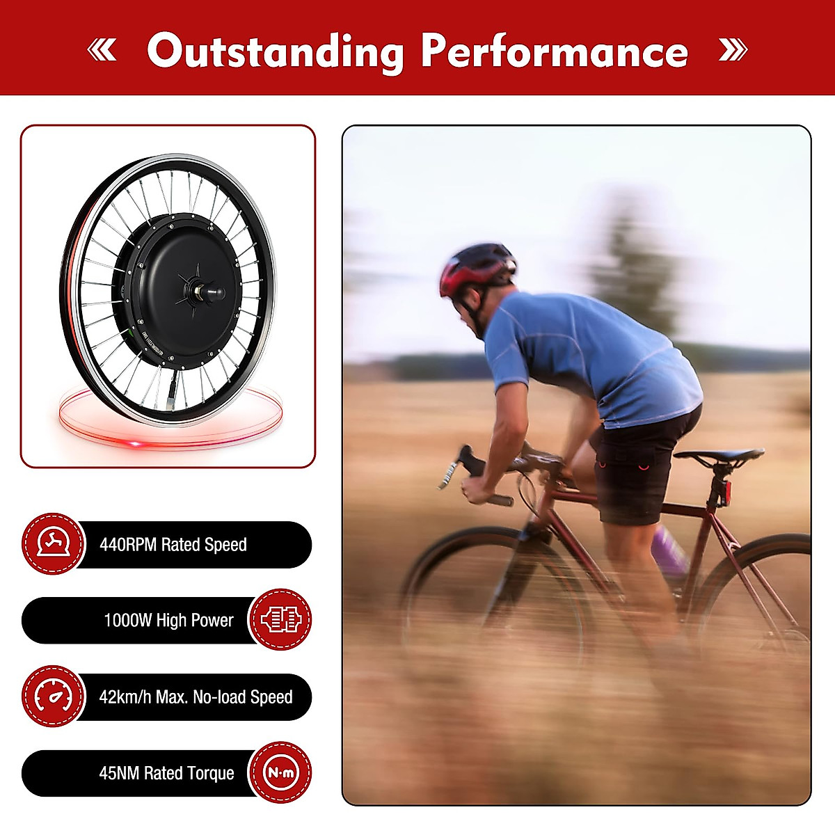 20" Electric Bicycle Conversion kit,Front Adult Electric Bicycles, 48v 1000w Bike Conversion kit to Electric, Electric Bicycle Bike Wheels