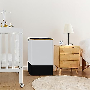 ROPECUBE 145L laundry basket with Lid, Large Foldable Laundry Hamper for laundry with net bag,Clothes Basket Organizer with 2 storage bag for Bedroom and Bathroom (Black and White)