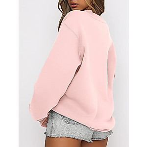 ANRABESS Oversized Sweatshirts for Women Teen Girls Pullover Casual Loose Fit Fleece Crop Hooded Sweaters Fall Winter Fashion y2k Clothes A1026-huafen-XL Light Pink