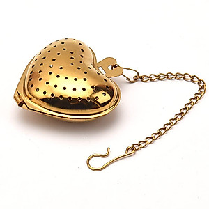 Stainless Steel Creative Tea Infuser Metal Heart Shape Reusable Tea Coffee Filter Strainer Teapot Accessory Kitchen Gadget Too (gold)