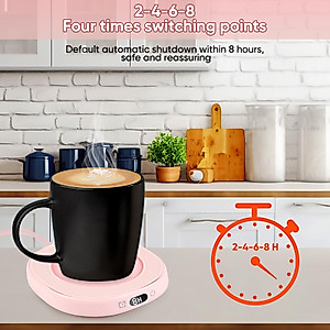 Coffee Mug Warmer, SAINSWIN Smart Coffee Cup Warmer for Desk with Settable Heat Preservation Time,Electric Beverage Warmer with TEM/TIME Display for Coffee, Milk, Tea and Hot Chocolate (Up to 149℉)