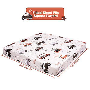 Cloele Square Playard/Playpen Fitted Sheets Perfect for 36 X 36 Portable Playard Mattresses - 2 Pack Square Pack and Play Crib Sheets - Ultra Soft Microfiber Car Fitted Playpen Sheet for Baby
