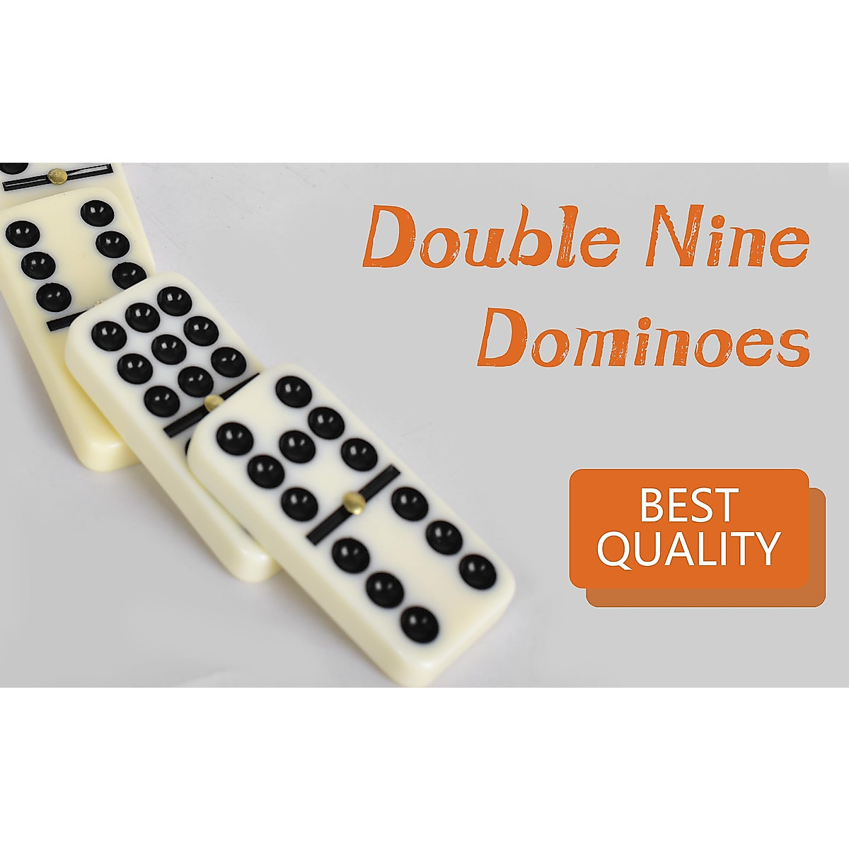 Domino Set for Adults, Double Nine Dominoes Set with Wooden Case for Classical Board Games, for Family and Kids,55 Tiles (2-4 Players)