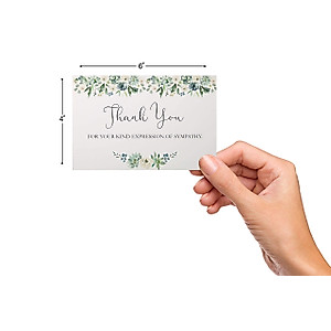 VNS Creations Sympathy Thank You Cards - 300 GSM Thick And Durable Card Stock - Blank On Inside With A Shiny Finish On Outside - Won't Smudge Or Smear - Cards For Somber Occassion