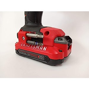 MAGNETIC Bit Holder for Craftsman V20 Drill/Driver, Side Mounted, Strong Magnets, Low Profile Design - Galactic Gadgets (Red)