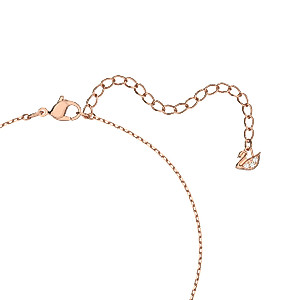 Swarovski Women's Una Necklace and Pierced Stud Earring Jewelry Set with Pink and White Crystals in a Rose-Gold Tone Finished Setting