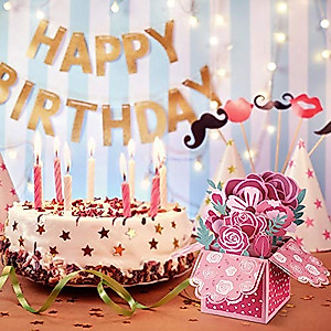 Mother's Day Card 3D Flower Bouquet Pop Up Card Gifts Birthday Greeting Card for Her, Mom, Wife, Thank You Card, Appreciation Card, Anniversary Card, Wedding Card, Handmade Pop Up Car