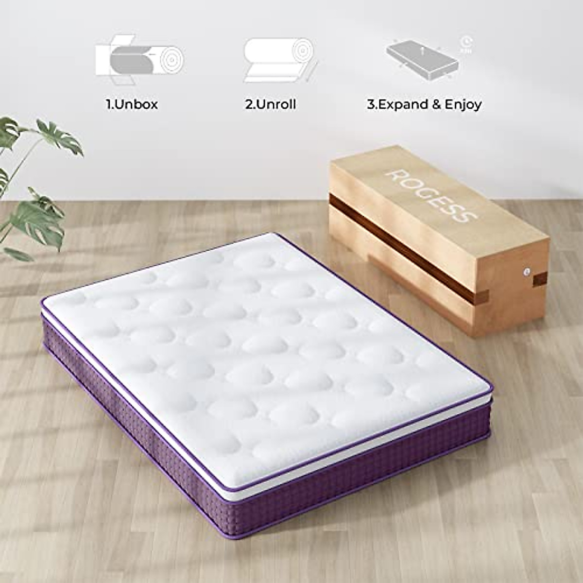 Full Mattress, 12 Inch Hybrid Full Mattress, Full Size Mattress in a Box, Plush Foam Mattress with Individually Pocketed Coils, Motion Isolation for Pressure Relief, Medium Soft
