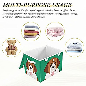 innewgogo Saint Bernard Dog Storage Bins with Lids for Organizing Cube Cubby with Handles Oxford Cloth Storage Cube Box for Pets Toys