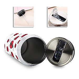 14oz Stainless Steel Tumbler with Lid & Straw-Double Wall Vacuum Insulated Travel Mug,Insect Theme Red Ladybugs Pattern Water Bottle Coffee Beverage Drinks Cup for Adults Kids