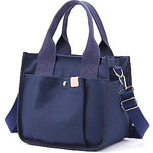 Small Canvas Tote Bag with Zipper, 2023 Canvas Multi-Pocket Crossbody Bag Purse Top Handle Satchel Handbags