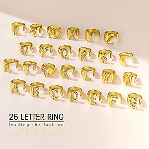 Gold Initial A Rings for Women, GoldChic Jewelry Letter Adjustable Ring Womens Statement Rings for Party, Women’s Alphabet Ring Name Jewelry