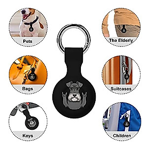 Schnauzer Dog Rock Gesture Air Tag Tracker Case Cover for AirTag Holder Protector Storage Bag