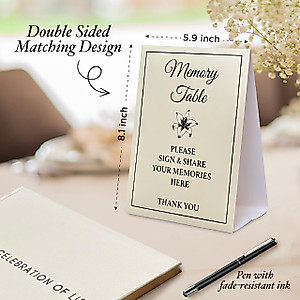 VEX ECOM LTD. Timeless Linen Funeral Guest Book Set - Premium Hardcover Funeral Book, Celebration of Life Guest Book, Memorial guest book, funeral sign in book, Guest Book for Funeral- Pen, Table Sign