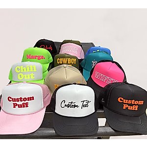 Custom Text Puff Print Trucker Hat Add Your Text Hat Personalized Trucker Hat