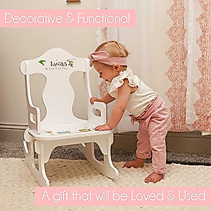 MyBambino Personalized Child's Butterfly Puzzle Rocking Chair Toddler Girl Rocker Flowers