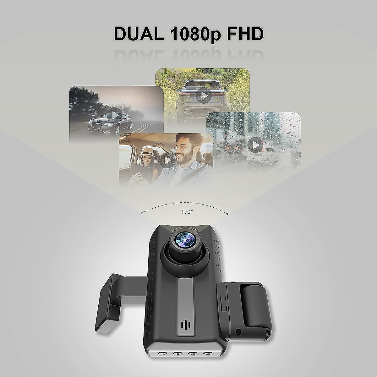 Dash Cam for Cars, 1080P Full HD DVR Dash Camera Front Rear/Inside, 3.0 Inch IPS Screen Dashboard Dashcam with 170° Wide Angle, Night Vision, Parking Mode, G-Sensor, Loop Recording