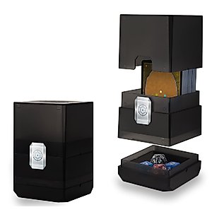 Sooez Heavy Duty MTG Deck Card Box with Dice Storage, 100+ Deck Case Boulder, Perfect Deck Holder for MTG Commander/YuGiOh/TCG and Sports Cards (Black)