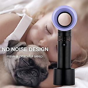 LZLRUN Protable Handheld Cooling Bladeless Fan USB Mini Fan Desktop Bladeless Fan Rechargeable Quiet 3 Gear (Black)