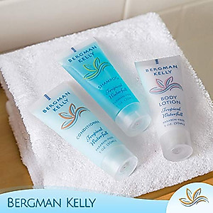 BERGMAN KELLY Hotel Toiletries Bundle (Tropical Waterfall, 1 oz each, 200 Pieces) 4-Piece Set: 50 Rectangular Bar Soap, 50 Shampoo, 50 Conditioner & 50 Body Lotion - Bulk Mini Guest Amenities