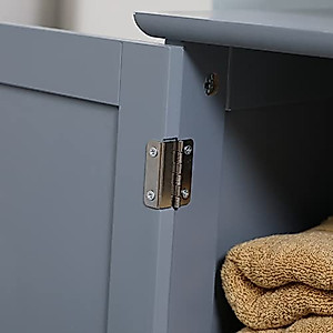 HOMCOM Under Sink Bathroom Cabinet with 2 Doors and Shelf, Pedestal Sink Bathroom Vanity Cabinet, Gray