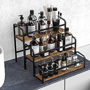 Coffee Syrup Organizer 3-Tier, 12 Bottles Capacity Syrup Rack for Coffee Bar Station, Wine Rack for Countertop, Tiered Spice Racks for Cabinet, Bottle Display Shelf Magnetic one-Step Installation