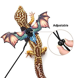 Bearded Dragon Leash Harness,Leather Removable Lizard Leash with Lizard Wing for Bearded Dragon Lizard Reptiles
