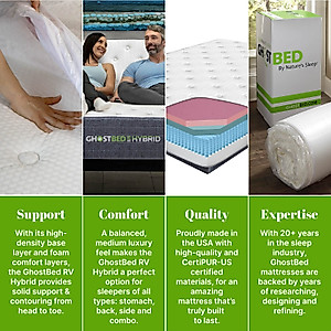 GhostBed 10" Short King RV Mattress - Cool Gel Memory Foam & Hybrid Coils, Low Profile, Medium Feel, Made in USA - Short King Mattress for RV Camper, RV King Size Mattresses