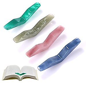 4pcs Book Page Holder, Thumb Bookmark Resin Page Holder Spreader Thumb Savers Book Accessories Gifts for Reading Lovers Bookworm Students Teachers (4 Colors)