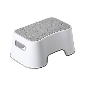 A+KCEYON Kids Step Stool, Sturdy and Lightweight Step Stool for Kitchen, Bathroom Sink and Toilet Potty Training, Cute Design Non-Slip Toddler Step Stool (Gray-Space Motif)