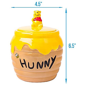 Silver Buffalo Disney Winnie the Pooh Honey "Hunny" Pot Sculpted 3D Hand Painted Ceramic Snack Cookie Jar (Small)