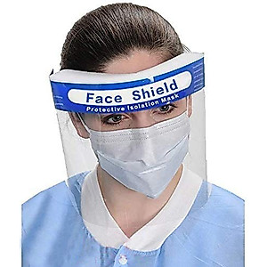 Homasen Safety Face Shield 2 Pack, All-Round Protection Cap with Clear Wide Visor Spitting Anti-Fog Lens, Lightweight Transparent Shield with Adjustable Elastic Band colors may vary (SPGMASK-2)