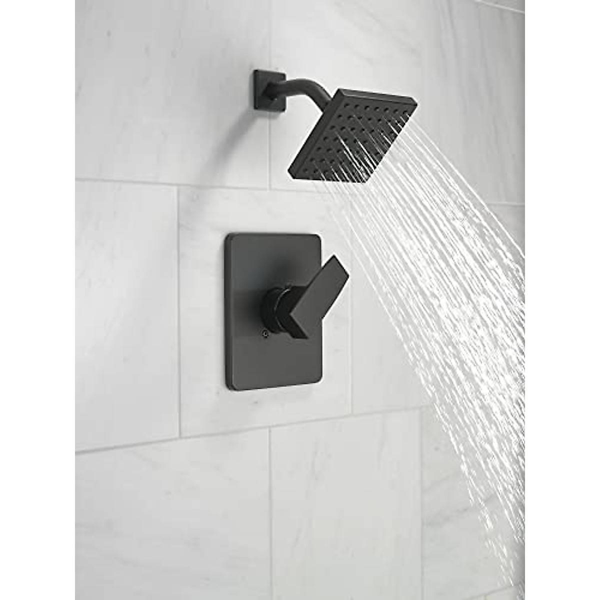 Delta Faucet Modern 14 Series Matte Black Shower Faucet, Delta Shower Trim Kit with Single-Spray Touch-Clean Black Shower Head, Matte Black T14267-BL-PP (Valve Not Included)