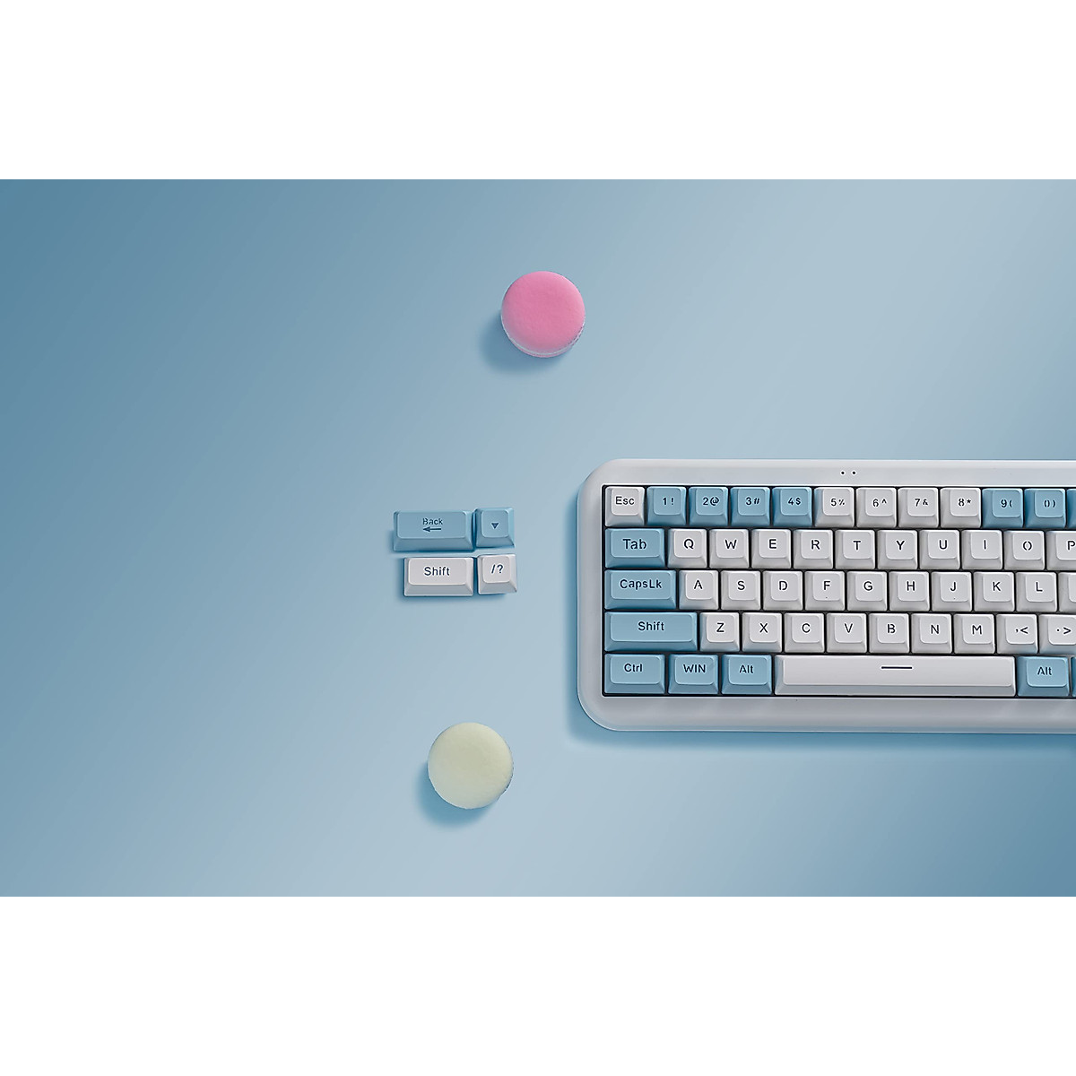 KOLMAX 60% Wireless Gaming Keyboard,Ultra-Compact 2.4G Rechargeable RGB Gaming Keyboard,with Detachable Wrist Rest Backlit Ergonomic 63 Keys Keyboard for Windows Mac PC Xbox PS4 Gamers(Whiteblue)…