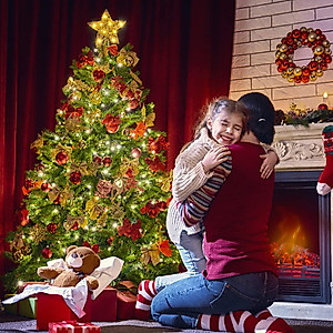 DULEFUN 11.8 Inch LED Star Tree Topper - Gold Metal Ornament with 20 Lights for Christmas Tree Decoration