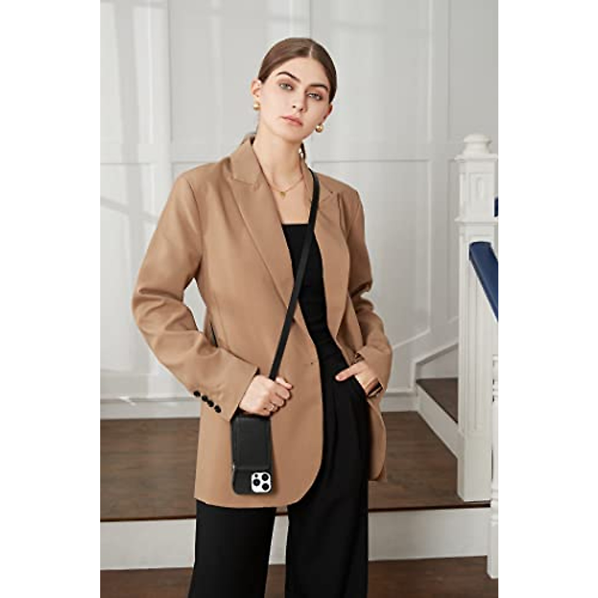 ZVE iPhone 14 Pro Crossbody Wallet Case, Card Holder Zipper Phone Case with Wrist Strap, RFID Blocking Leather Purse Gift for Women Compatible with iPhone 14 Pro, 6.1 inch, 2022-Black