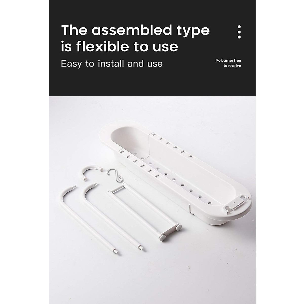 UUPOI Telescopic Sink Storage Rack, Expandable Dish Caddy Drying Rack, Drain Basket Tray Caddy Shelf Scrubber, Retractable Rack for Kitchen and Bathroom, Black