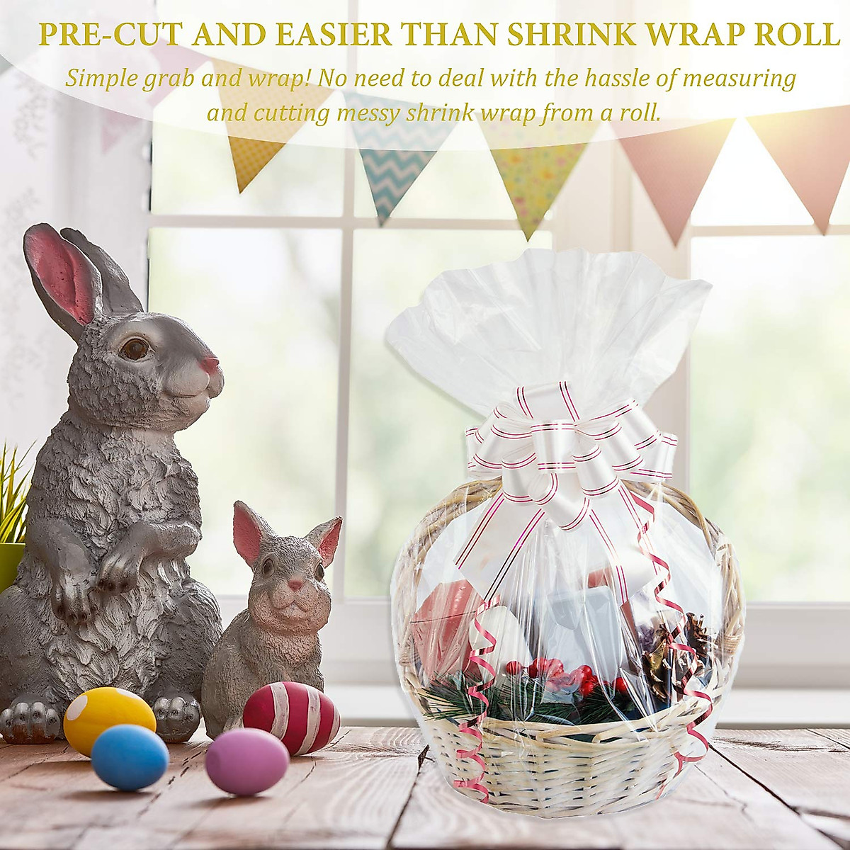 Shrink Wrap Bags for Gift Baskets,20x20 inches Clear PVC Heat Shrink Bags Cellophane Wrap for Packaging,Gift Wrapping 20 Pack