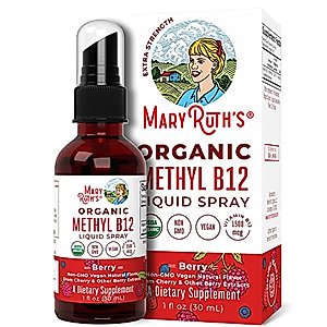 Vitamin B12 Spray | USDA Organic Vitamin B12 Liquid Spray | B12 Vitamin Supplement Liquid for Nerve Function | Liquid Vitamin B12 for Energy Support | Vegan | Non-GMO | Gluten Free | 1 Fl Oz